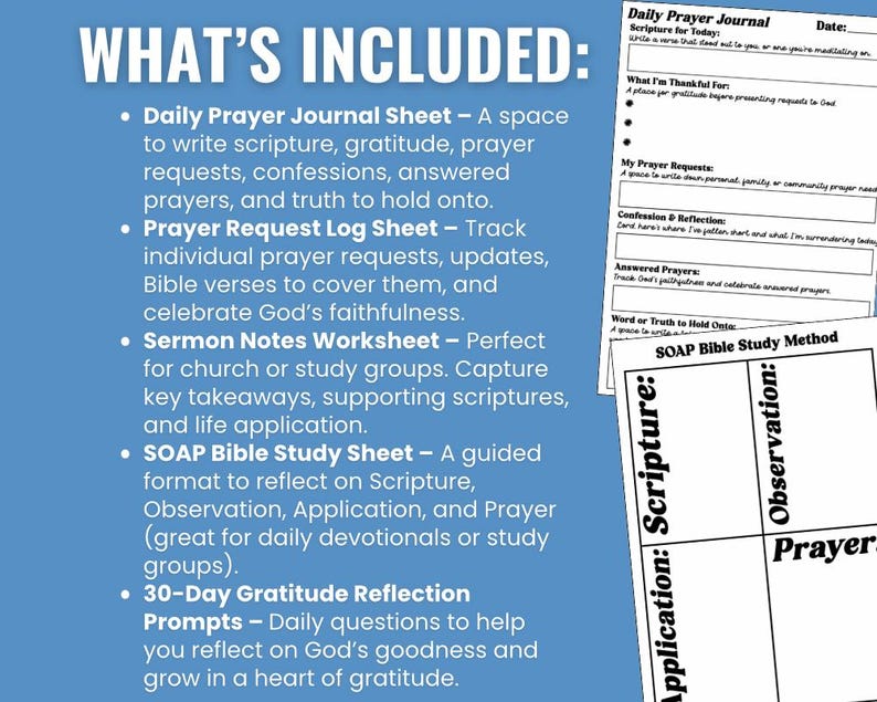 Digital Bible Study Bundle | Printable Prayer Journal, Sermon Notes ...