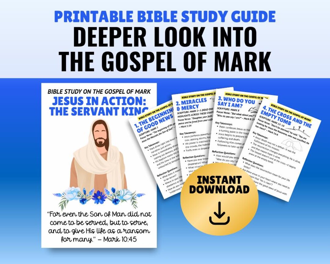 Gospel of Mark Bible Study | 4-day Devotional Study Guide | Printable ...