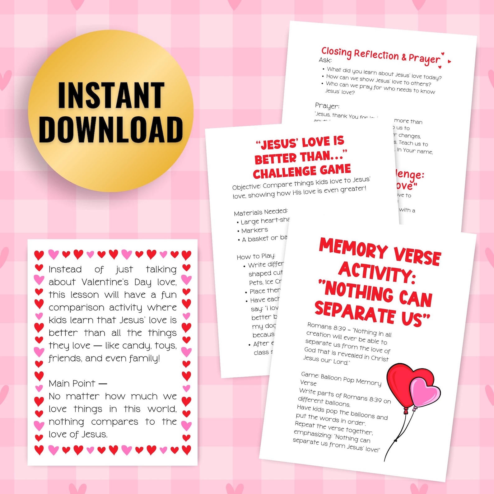 Valentine's Day Sunday School Lesson: Jesus' Love (digital PDF) - Etsy