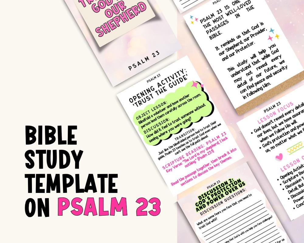 Psalm 23 Bible Study: Printable Sunday School Lesson (PDF) - Etsy