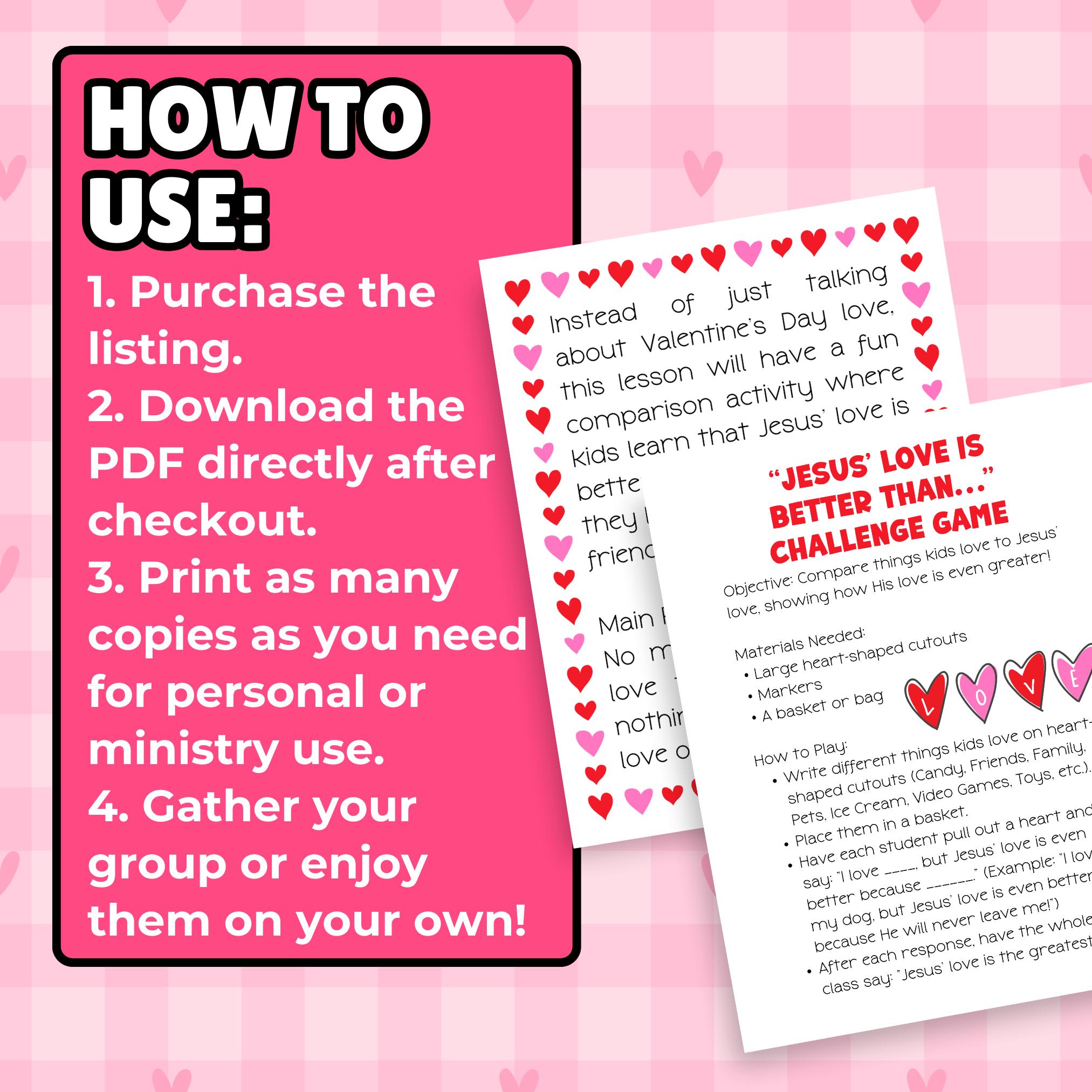 Valentine's Day Sunday School Lesson: Jesus' Love (digital PDF) - Etsy