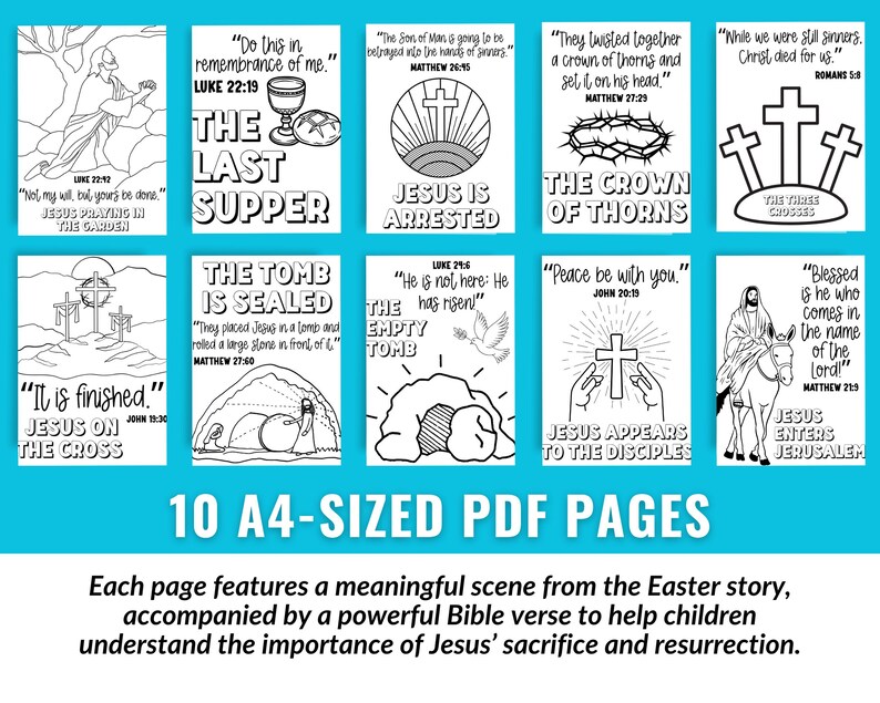 Easter Story Coloring Pages | 10 Printable Bible Verse Coloring Sheets ...