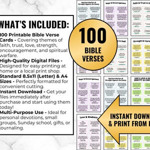 100 Printable Bible Verse Cards: Christian Scripture (digital Download ...