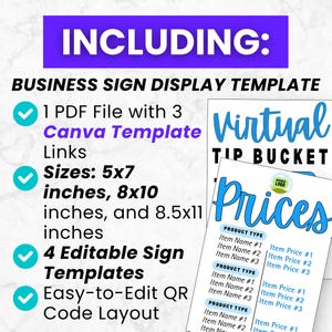 Customizable Business Table Sign Bundle: QR Code, Vendor Display (canva ...