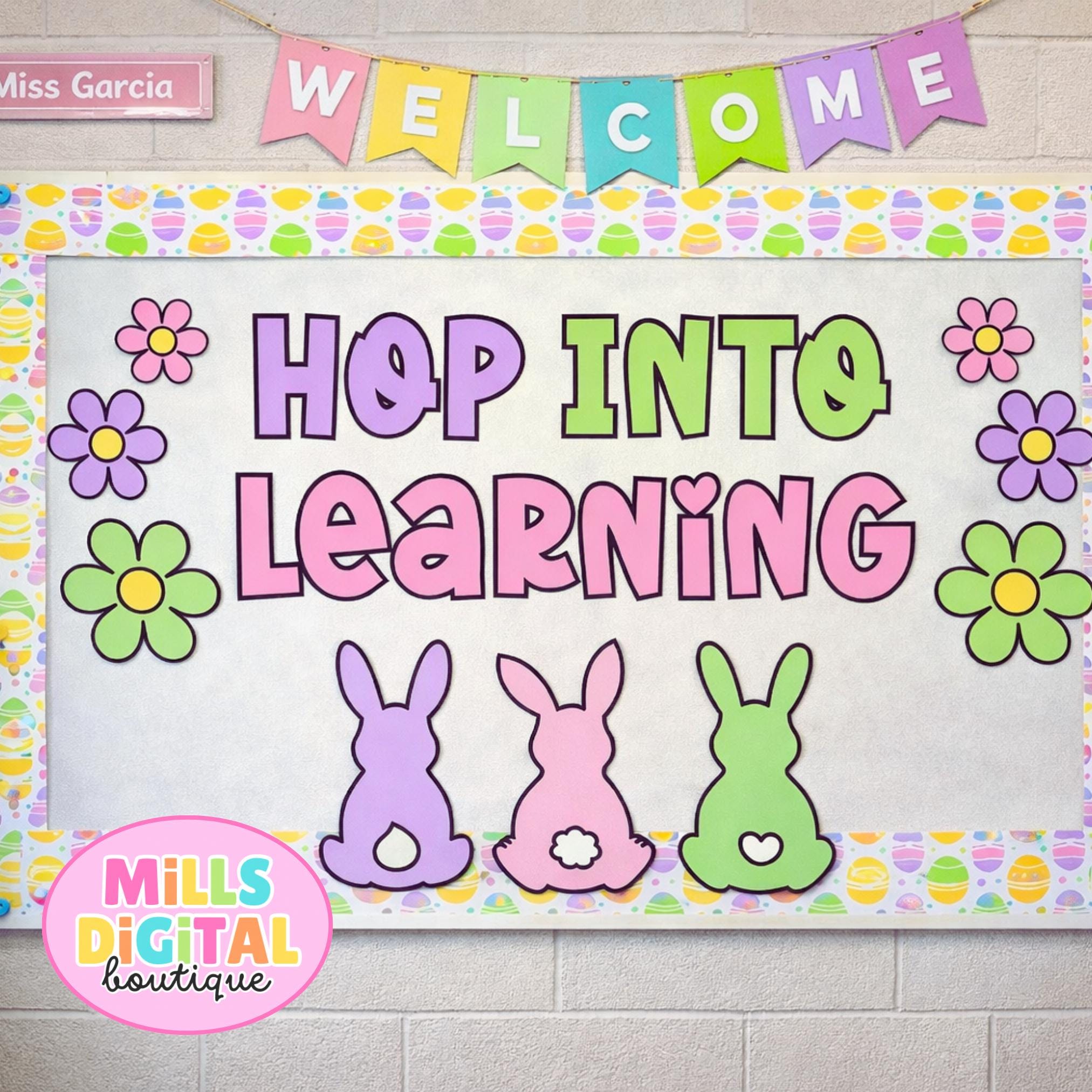 Spring Classroom Bulletin Board Kit | Easter Bunny Decor (digital ...
