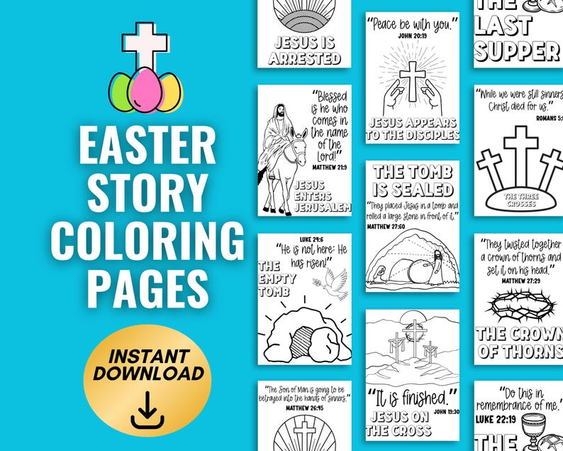 Easter Story Coloring Pages | 10 Printable Bible Verse Coloring Sheets ...