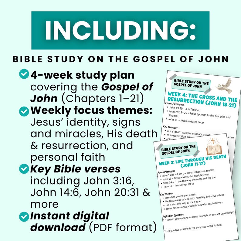 Gospel of John Bible Study: Printable Christian Devotional (digital ...