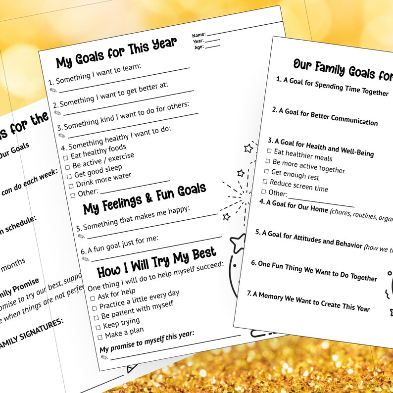 New Year Activity Printable Bundle | Kids & Family Worksheets (instant ...