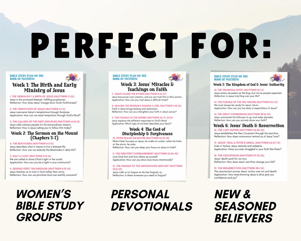 Matthew Bible Study Guide | Printable Christian Devotional | Sunday School Lesson | Women’s ...
