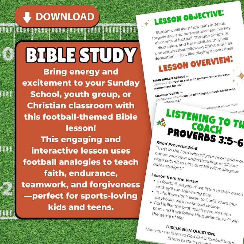 Football Themed Bible Study Lesson: Faith, Forgiveness (digital ...