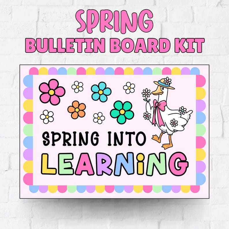 Spring Into Learning Bulletin Board Kit, Classroom Door Decor, Goose ...