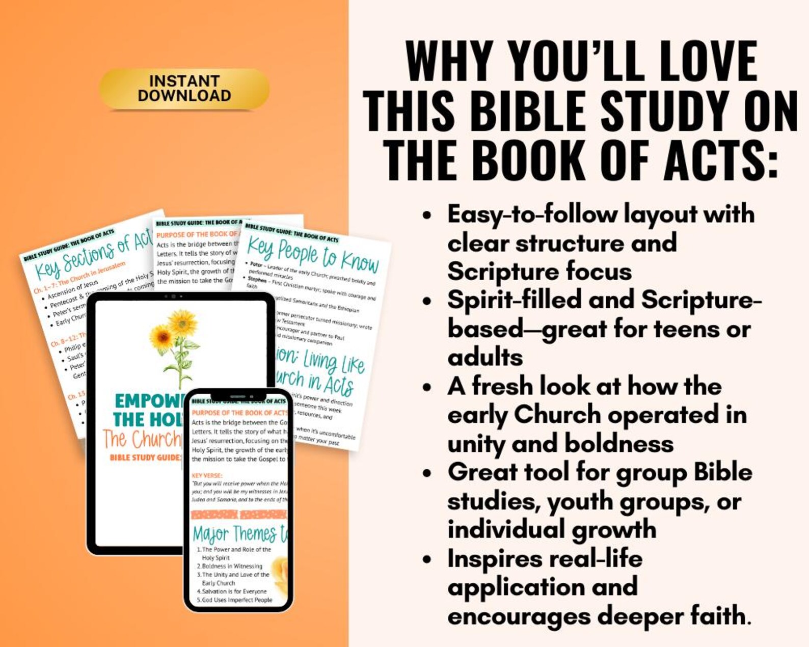 Book of Acts Bible Study Guide | Holy Spirit Study | Christian Printable | Digital Download ...