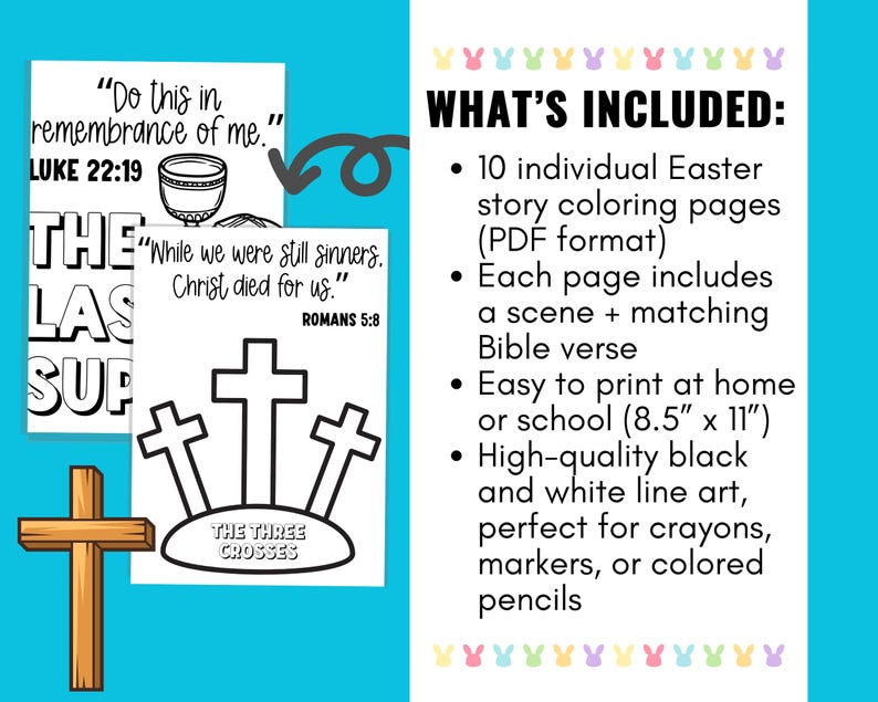 Easter Story Coloring Pages | 10 Printable Bible Verse Coloring Sheets ...