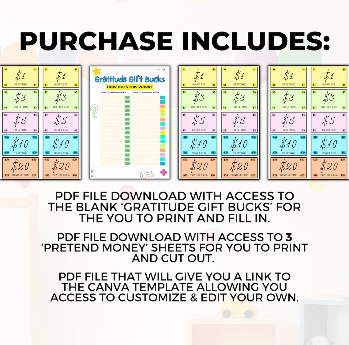 Editable Kids Reward Bucks | Printable | Mom Bucks, PDF Reward System ...