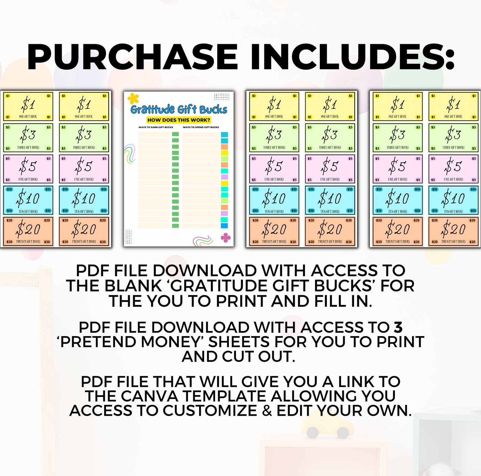 Editable Kids Reward Bucks | Printable | Mom Bucks, PDF Reward System ...