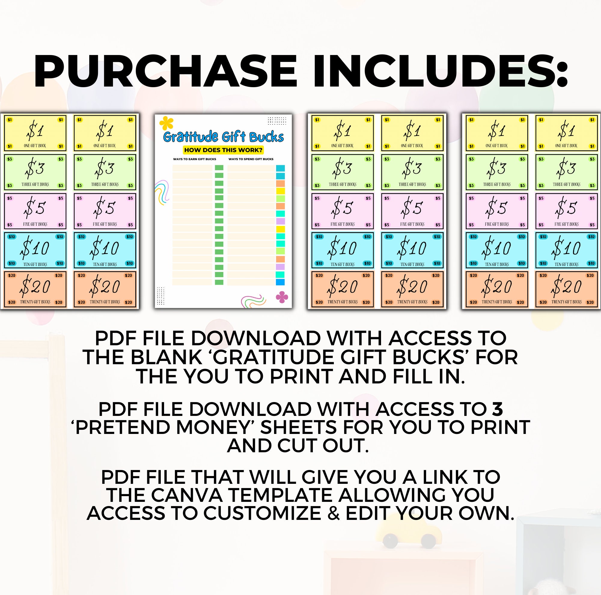 Editable Kids Reward Bucks | Printable | Mom Bucks, PDF Reward System ...