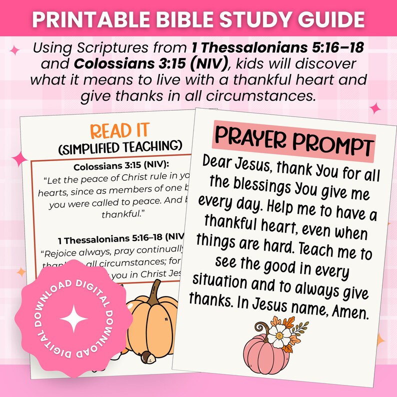 Fall Gratitude Bible Study for Kids: Christian Printable (digital ...