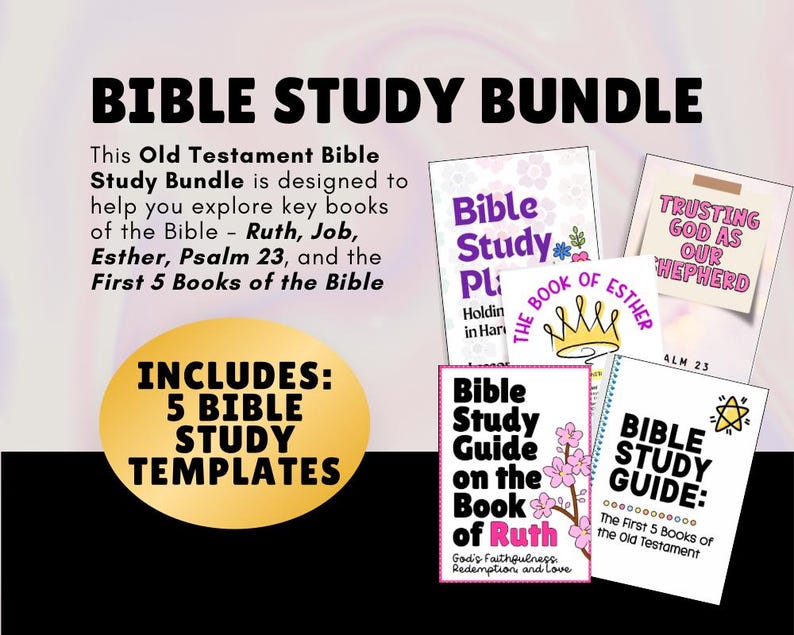 Old Testament Bible Study Bundle: Ruth, Esther, Job, Psalm 23 ...