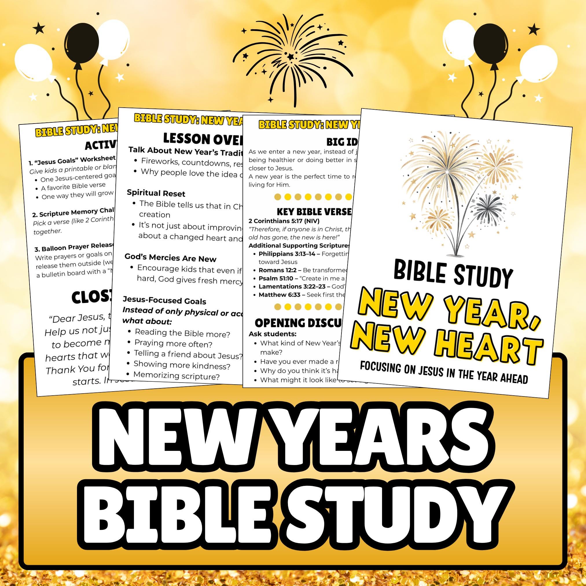 New Year Bible Study Lesson for Kids, Printable Devotional (instant ...