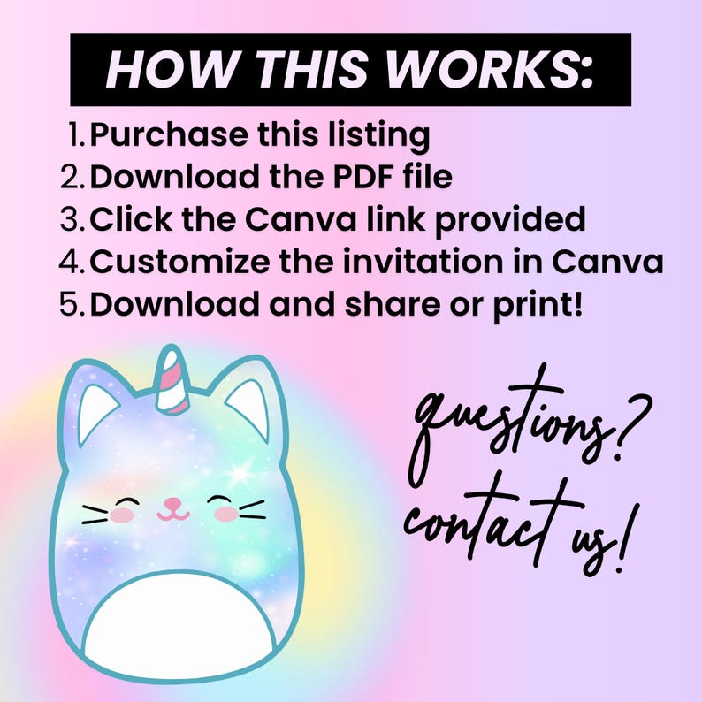 Squishmallow Birthday Invitation: Editable Canva Template (digital ...