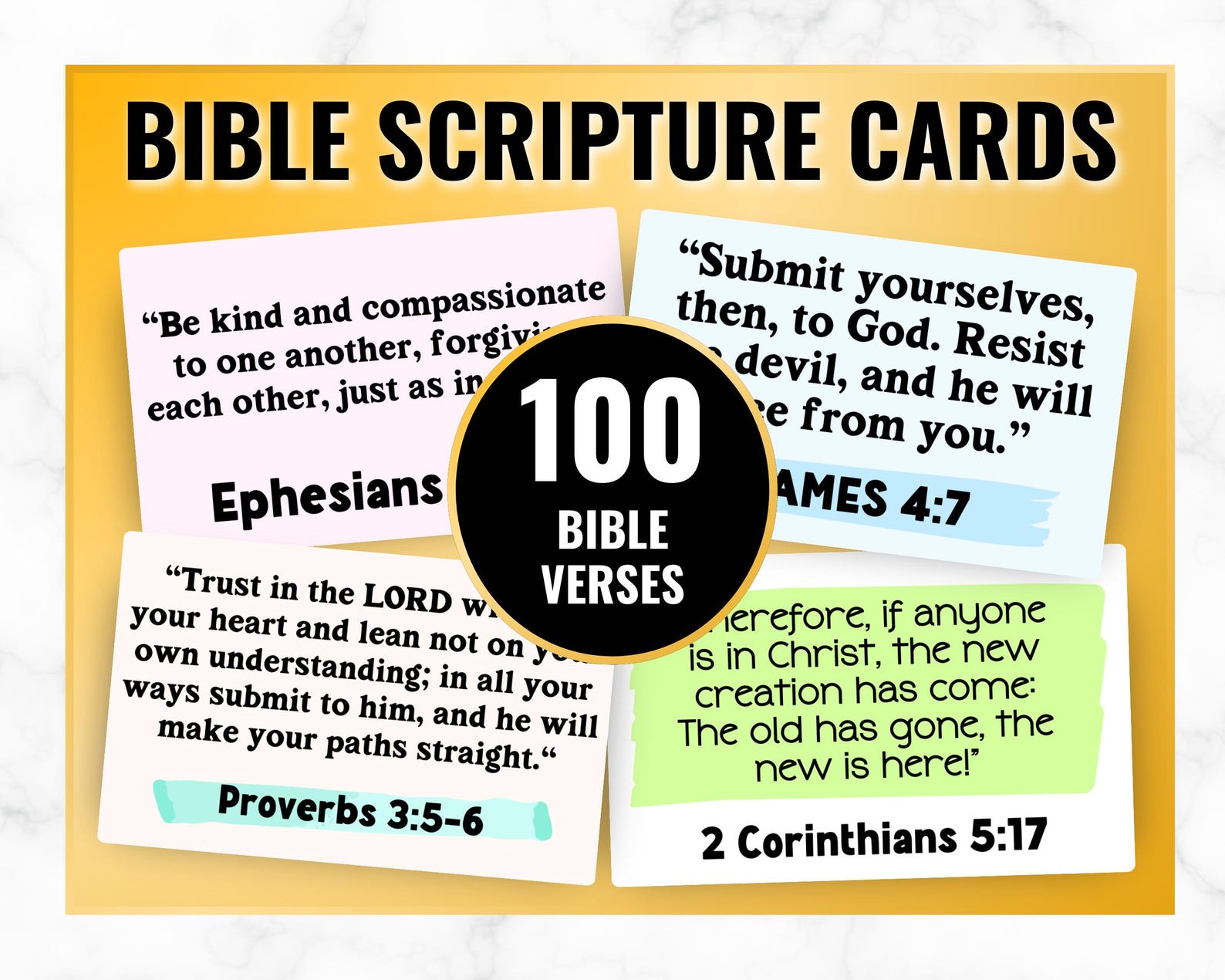 100 Printable Bible Verse Cards: Christian Scripture (digital Download ...