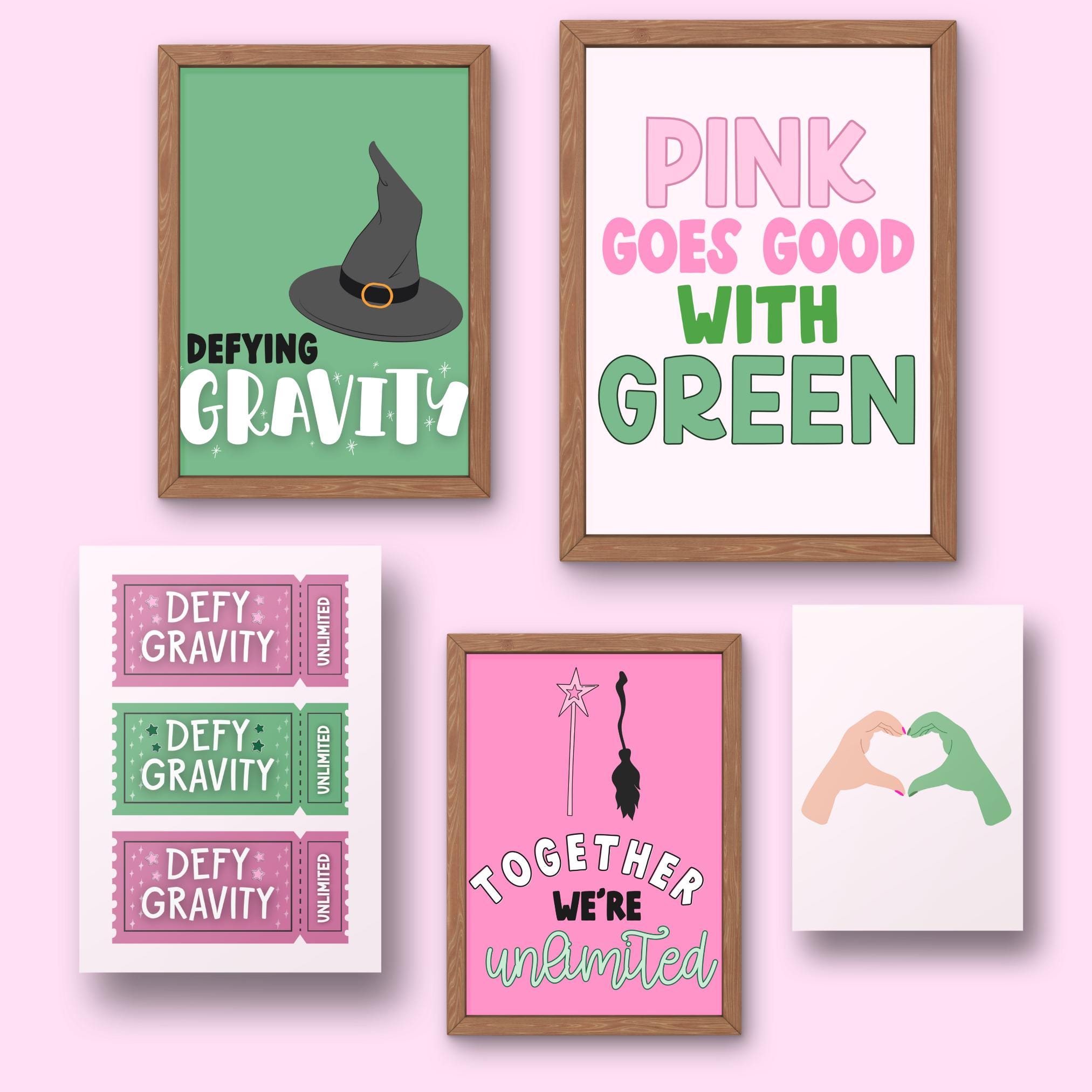 Wicked Inspired Wall Art: Pink & Green Decor (digital Download) - Etsy