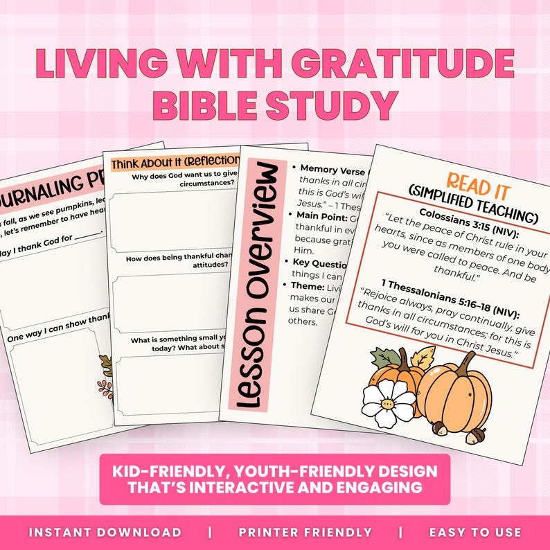 Fall Gratitude Bible Study for Kids: Christian Printable (digital ...