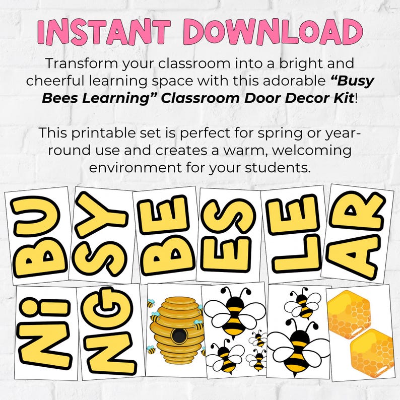 Busy Bees Learning Classroom Door Decor Kit | Spring Bee Bulletin Board ...