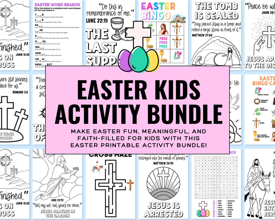 Easter Kids Activity Bundle | Printable Games | Bible Worksheets ...