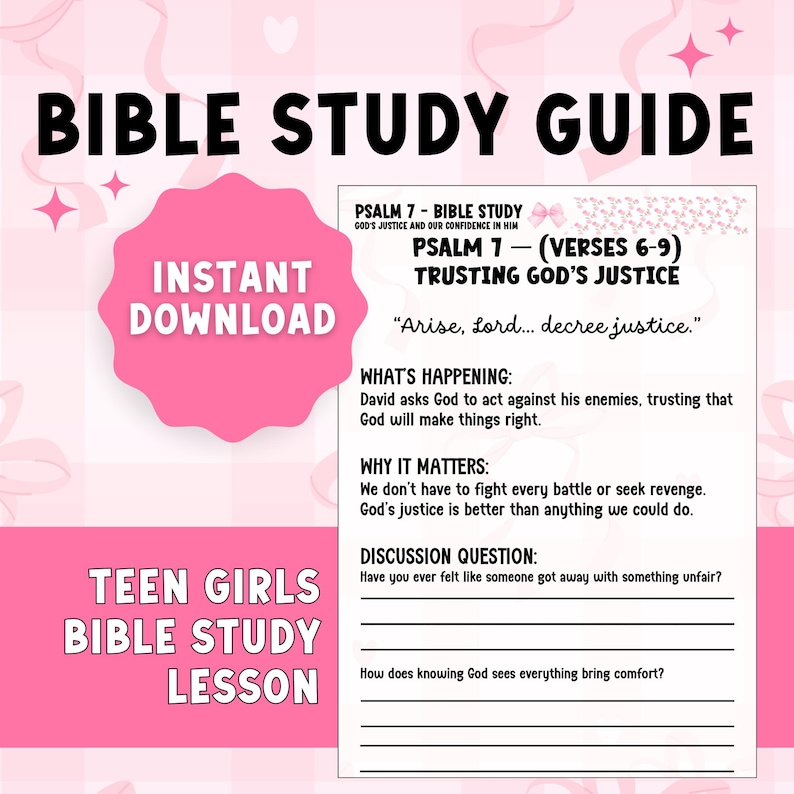 Teen Girls Bible Study: Psalm 7 Printable Guide (digital Download) - Etsy