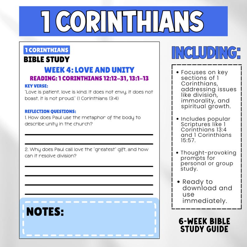 1 Corinthians Bible Study Guide: Christian Devotional (digital Download) - Etsy