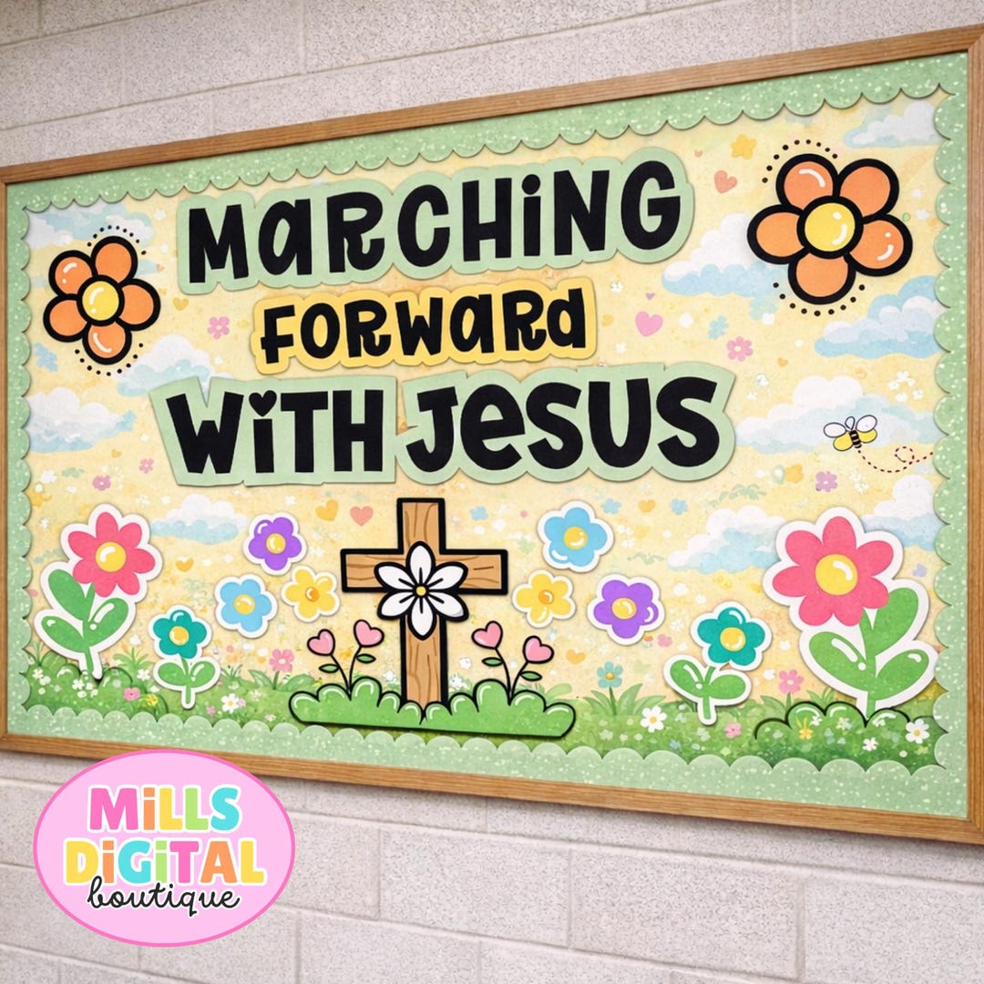 Marching Forward With Jesus Bulletin Board Kit | Spring Christian ...