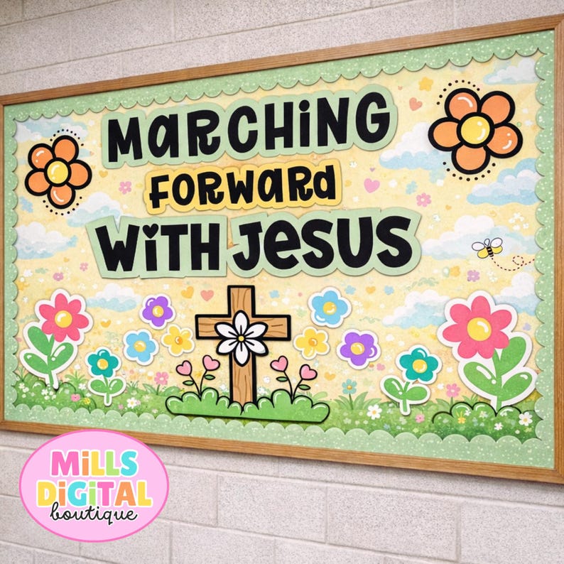 Marching Forward With Jesus Bulletin Board Kit | Spring Christian ...