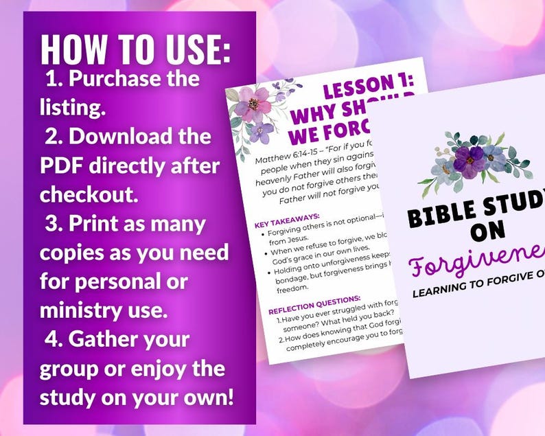 Forgiveness Bible Study Guide: Christian Devotional (digital Download ...