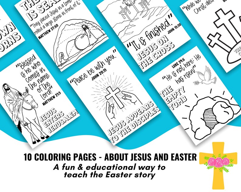 Easter Story Coloring Pages | 10 Printable Bible Verse Coloring Sheets ...