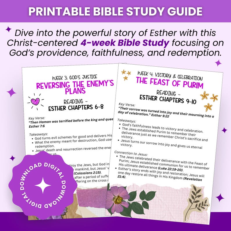 Esther Bible Study Guide: Christian Women's 4-week Curriculum (digital ...