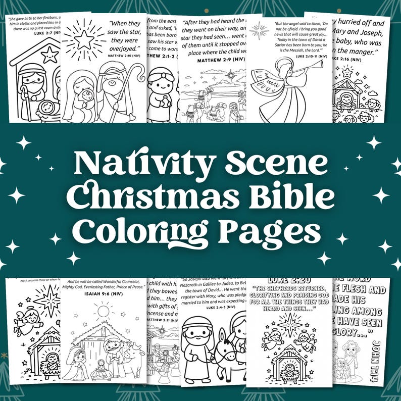 Nativity Scene Christmas Coloring Pages | Bible Verse Activities (PDF ...