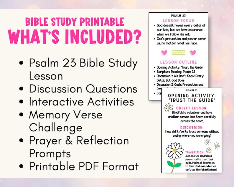 Psalm 23 Bible Study: Printable Sunday School Lesson (PDF) - Etsy