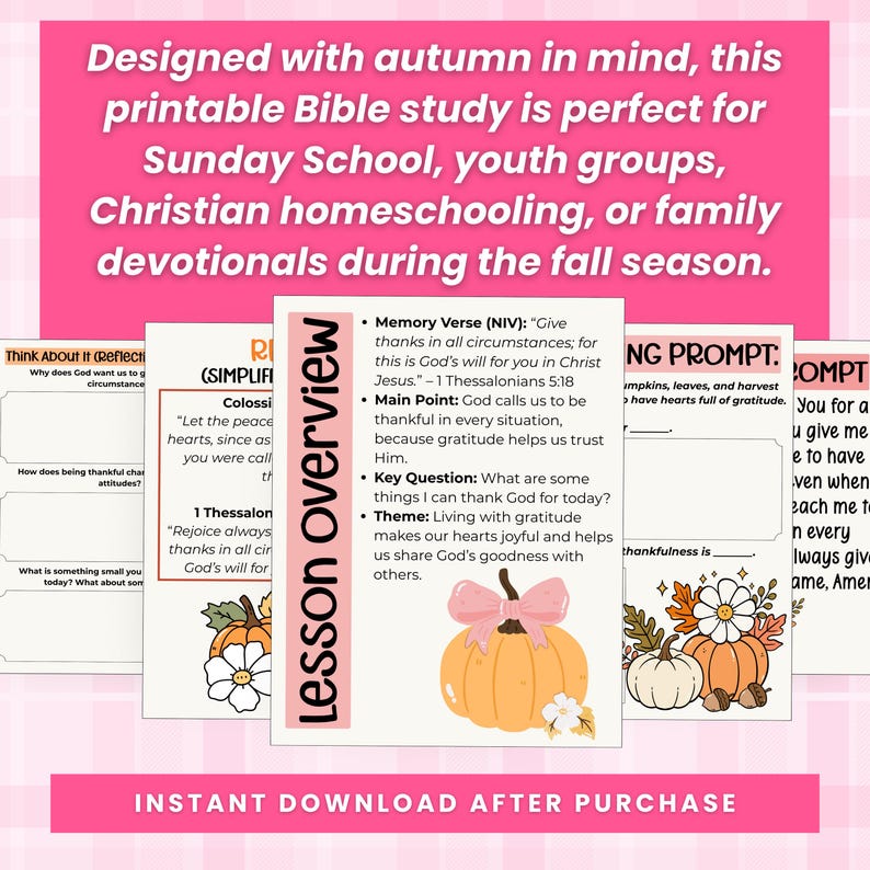 Fall Gratitude Bible Study for Kids: Christian Printable (digital ...