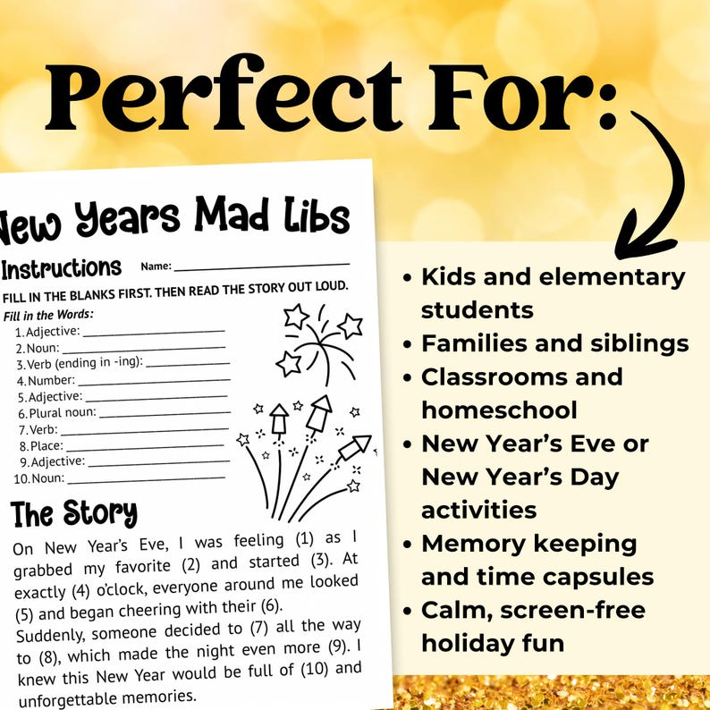 New Year Activity Printable Bundle | Kids & Family Worksheets (instant ...