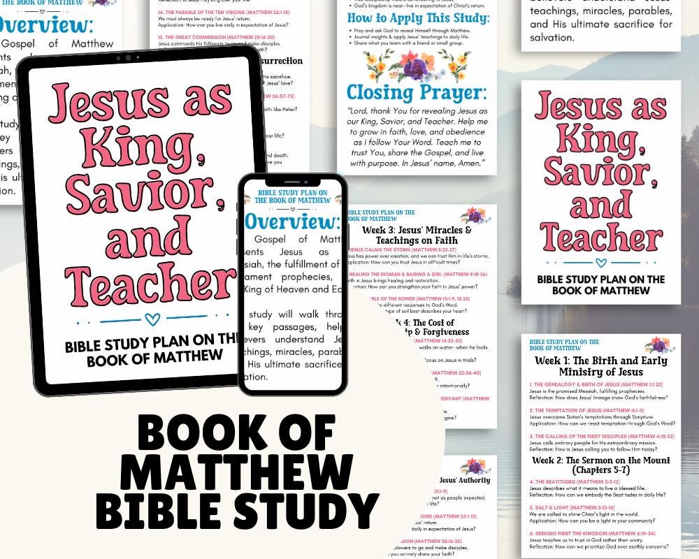 Matthew Bible Study Guide | Printable Christian Devotional | Sunday School Lesson | Women’s ...