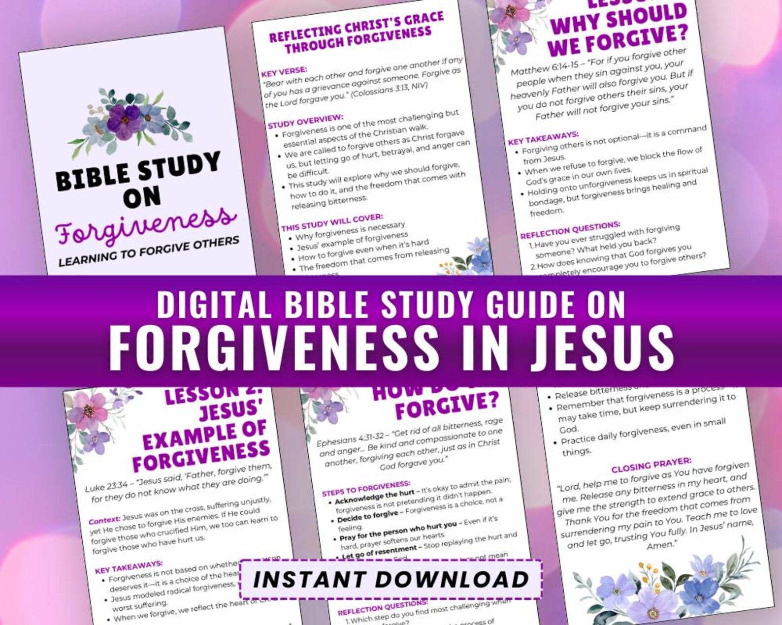 Forgiveness Bible Study Guide: Christian Devotional (digital Download ...