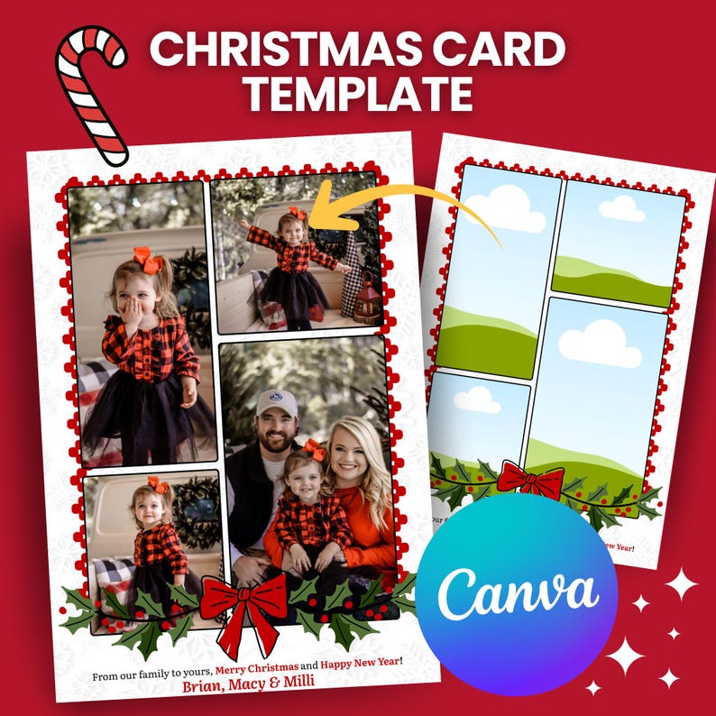 Editable Christmas Card Template | Canva Holiday Card | Instant ...