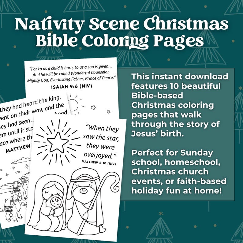 Nativity Scene Christmas Coloring Pages | Bible Verse Activities (PDF ...