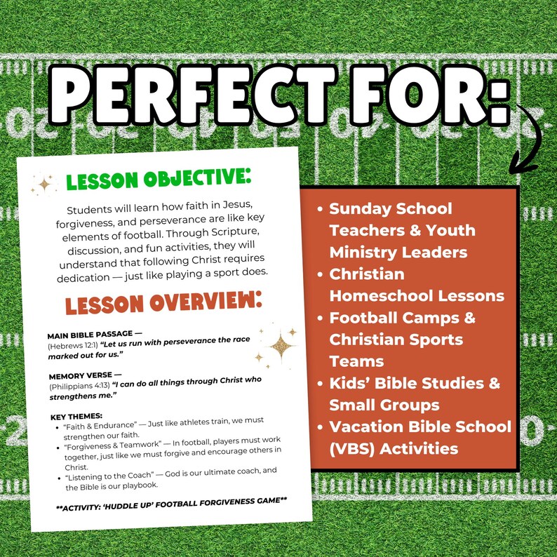 Football Themed Bible Study Lesson: Faith, Forgiveness (digital ...