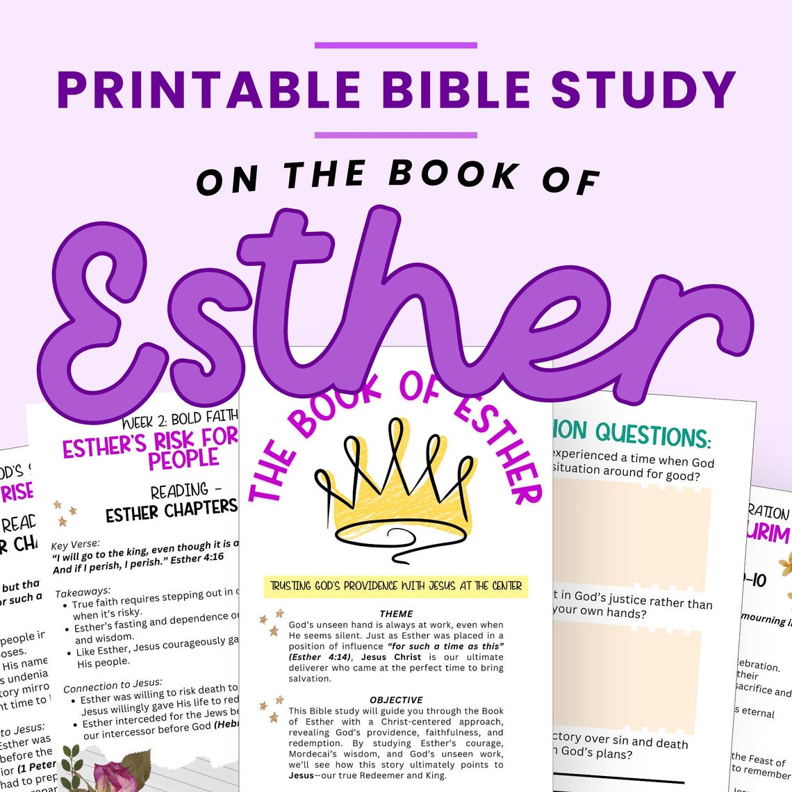 Esther Bible Study Guide: Christian Women's 4-week Curriculum (digital ...