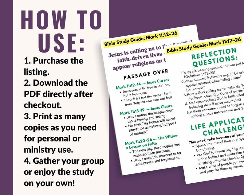Mark 11:12–26 Bible Study | Printable Scripture Study on the Fig Tree ...