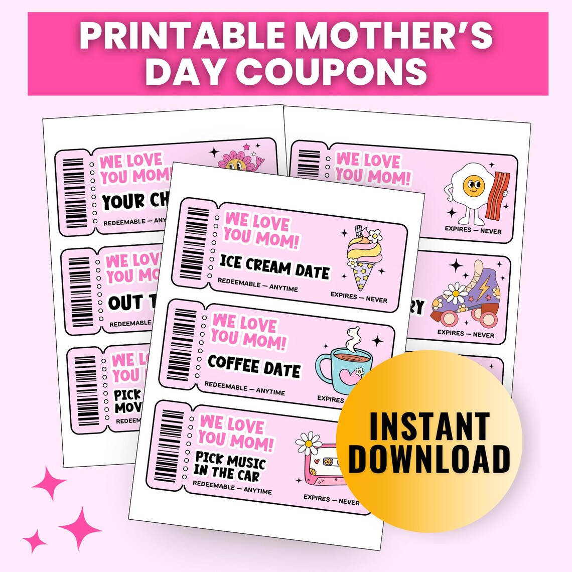 Mother's Day Printable Coupons: DIY Gift for Mom (PDF) - Etsy