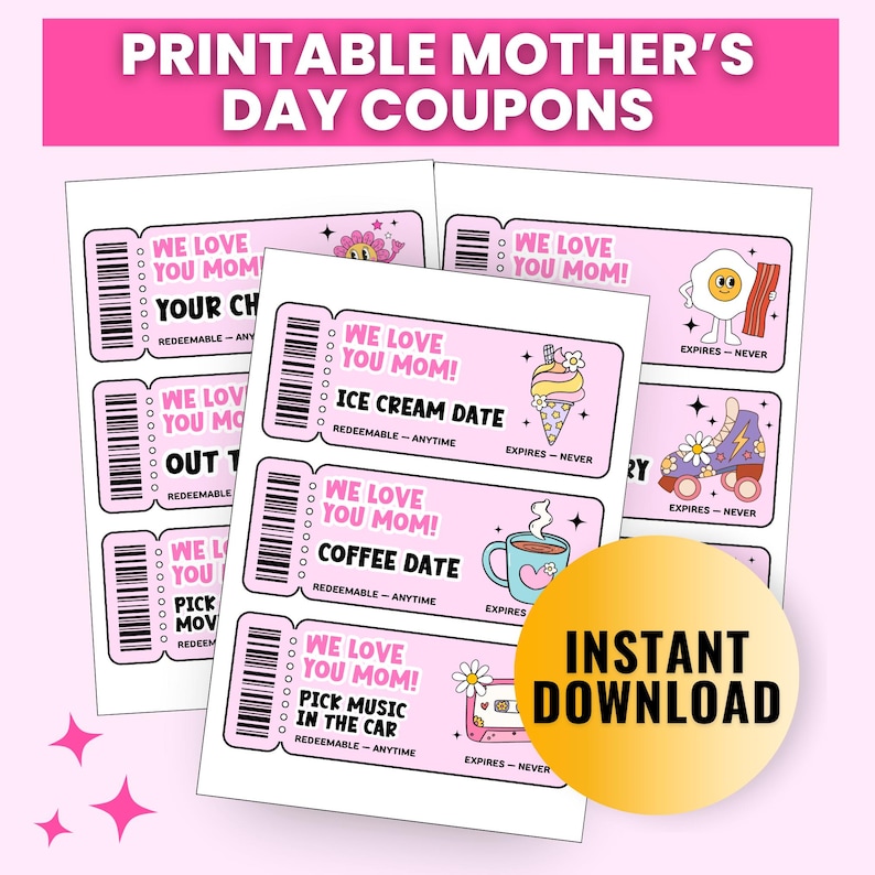 Mother’s Day Printable Coupons | Instant Download | Handmade Gift Idea ...