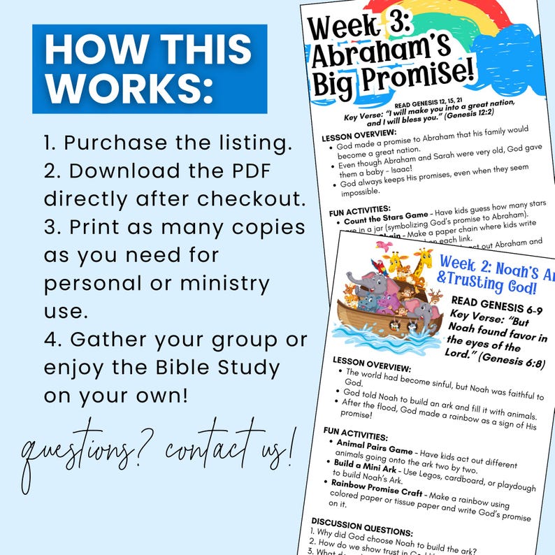 Genesis Bible Study for Kids: Printable Activities & Lessons (PDF) - Etsy